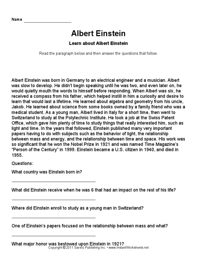 Learn About Albert Einstein | PDF | Albert Einstein | Switzerland