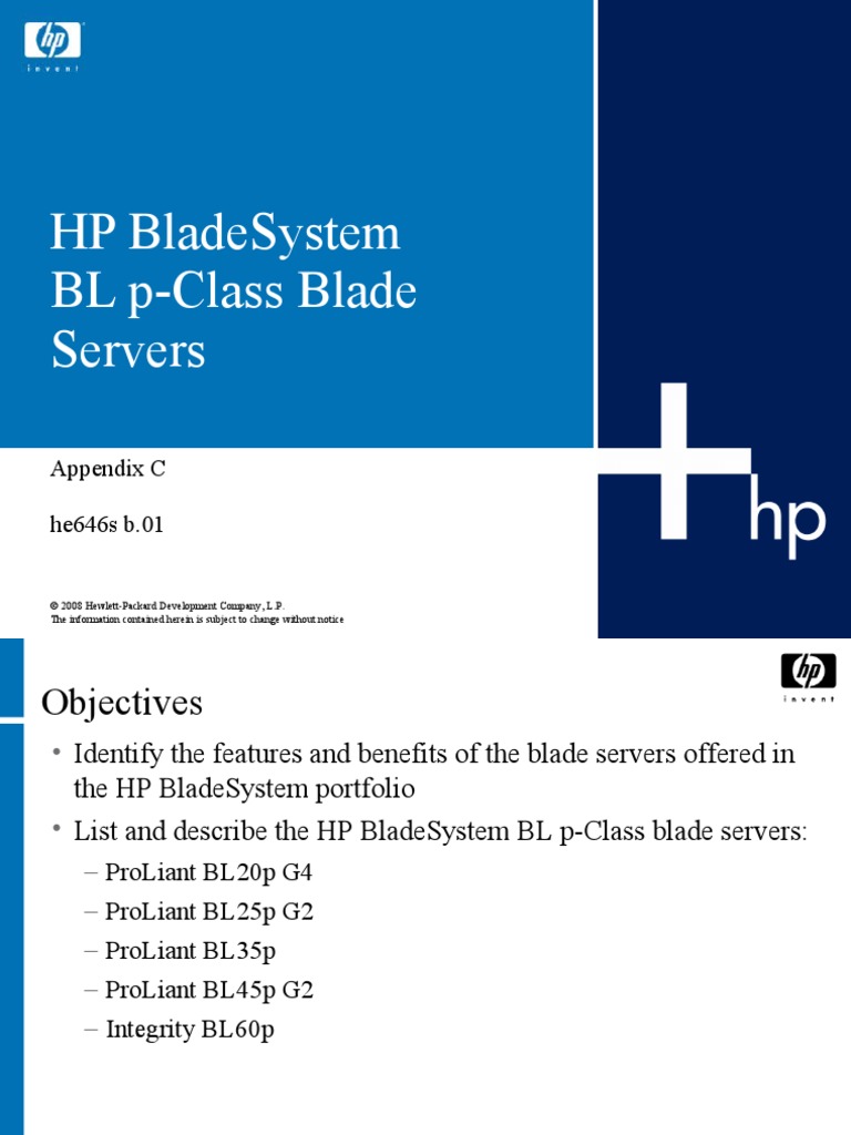 HP Bladesystem BL P-Class Blade Servers: Appendix C He646S B.01 | PDF ...