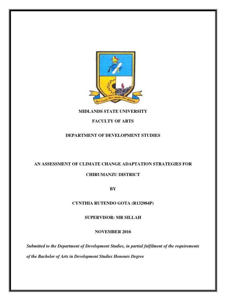 Climate Adaptation In Chirumanzu Pdf Sustainability Global Warming