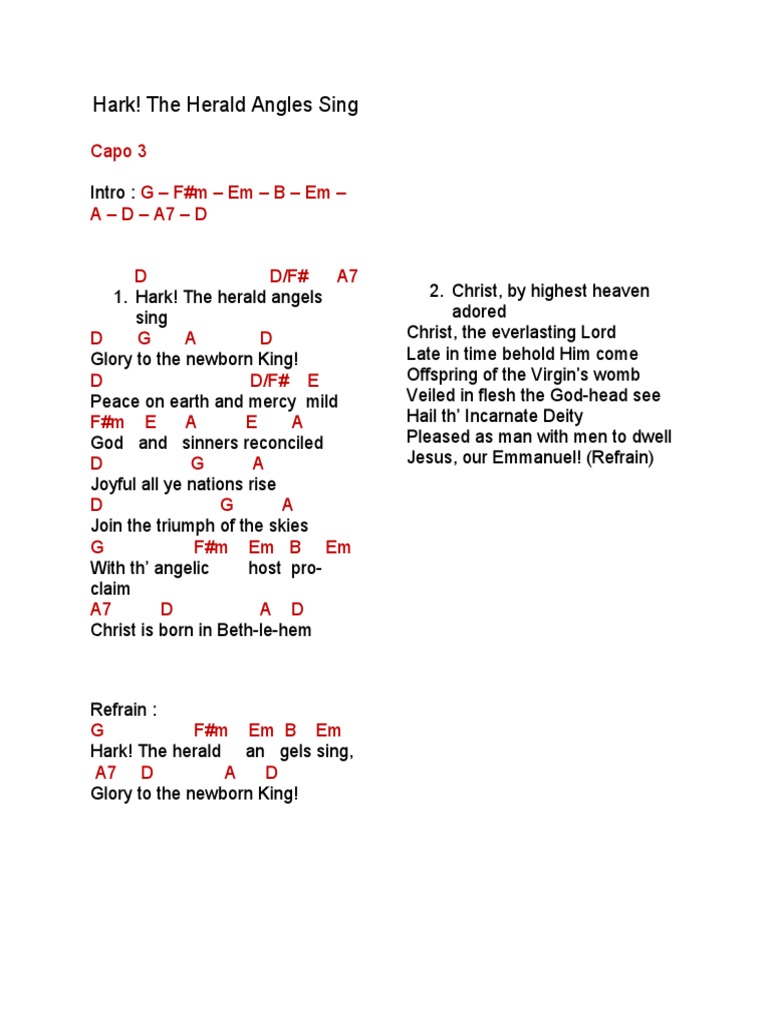 Hark! The Herald Angels Sing With Chords | PDF