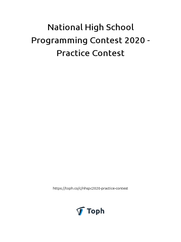 National High School Programming Contest 2020 - Practice Contest | PDF ...