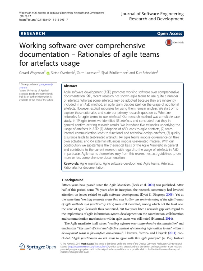 Working Software Over Comprehensive Documentation - Rationales of Agile ...