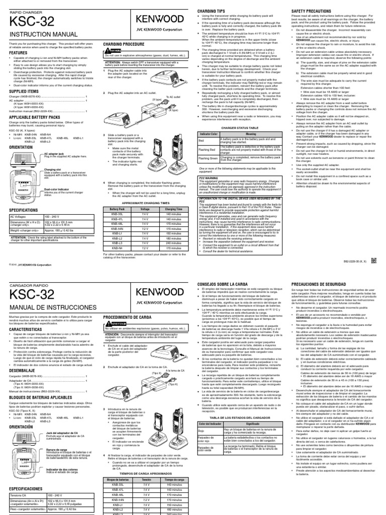 KSC-32 Charger User Manual B62-2229-30 | PDF | Battery Charger ...