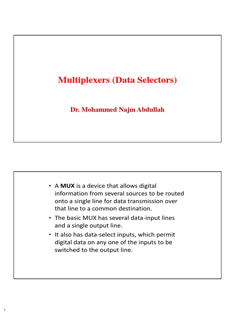 Multiplexers (Data Selectors) | PDF