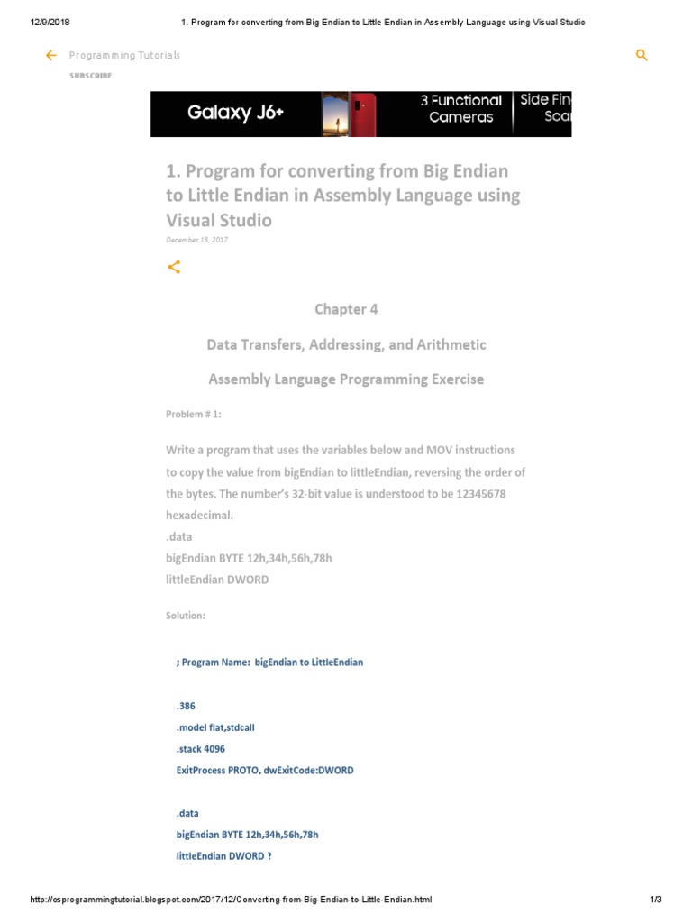 Convert Big Endian to Little Endian | PDF | Assembly Language ...
