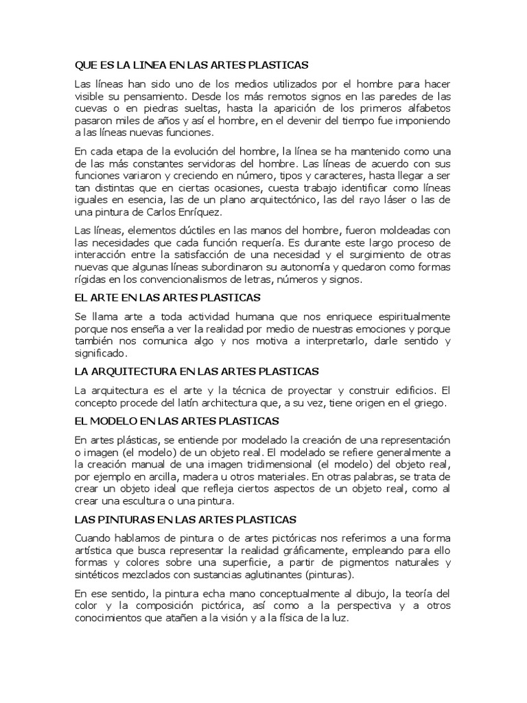 Que Es La Linea en Las Artes Plasticas | PDF | Dibujo | Pinturas
