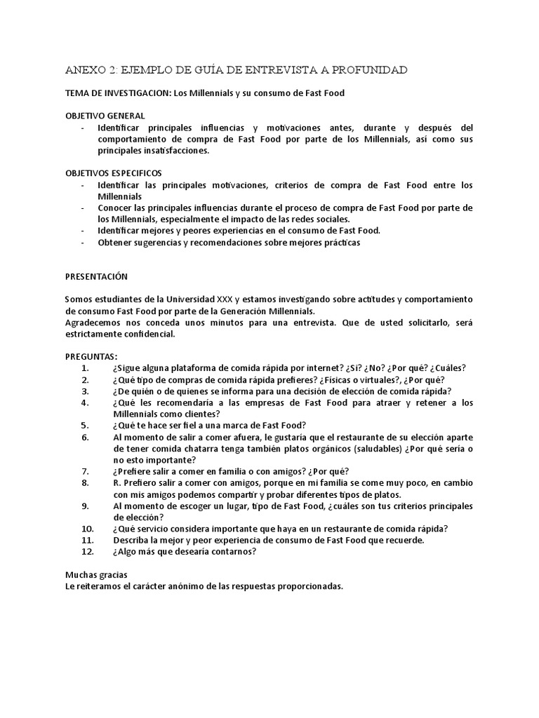 Guía para Grupos Focales sobre Fast Food | PDF | Grupo de enfoque ...