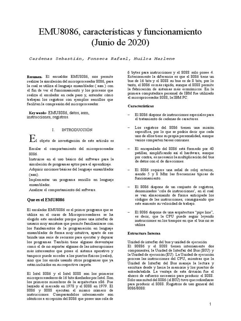 Emulador EMU8086: Guía y Funciones | PDF | Lenguaje ensamblador ...