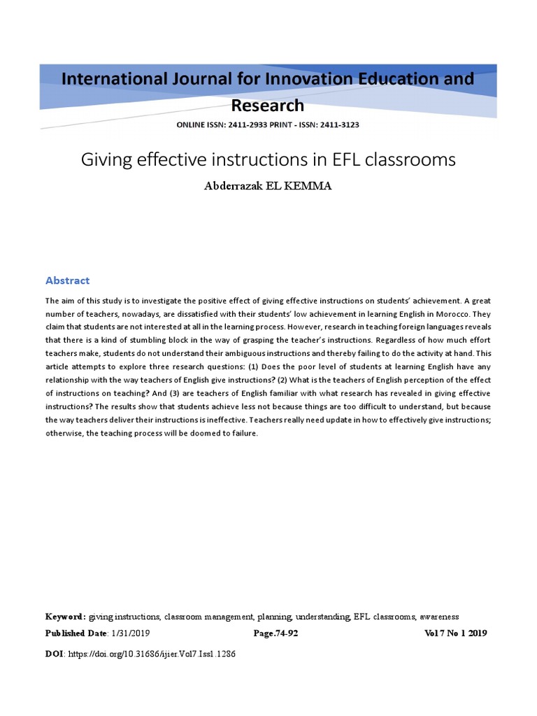 Giving Effective Instructions | PDF | Classroom Management | Nonverbal ...