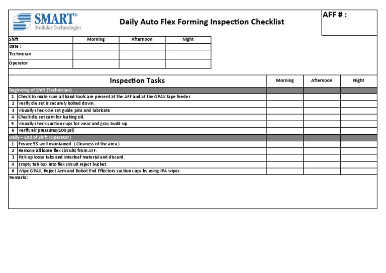 Daily AFF Inspection Checklist | PDF
