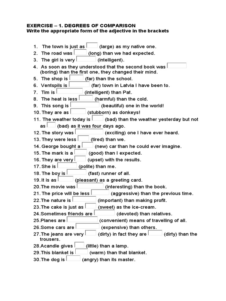 Exercise of Degrees of Comparison and Modal | PDF