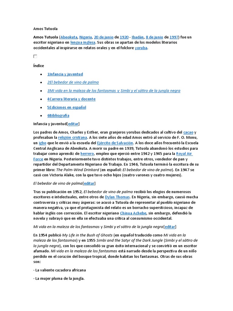 Amos Tutuola | PDF | Nigeria