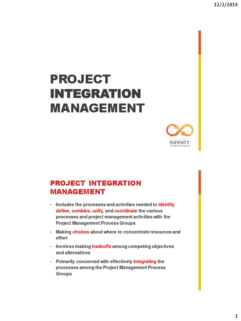 INFINITY - PMP 11 - Integration | PDF | Project Management | System