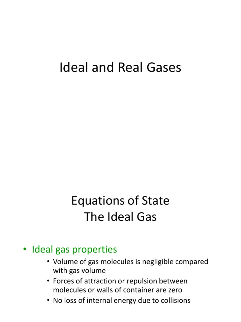 Ideal vs Real Gas Properties Explained | PDF