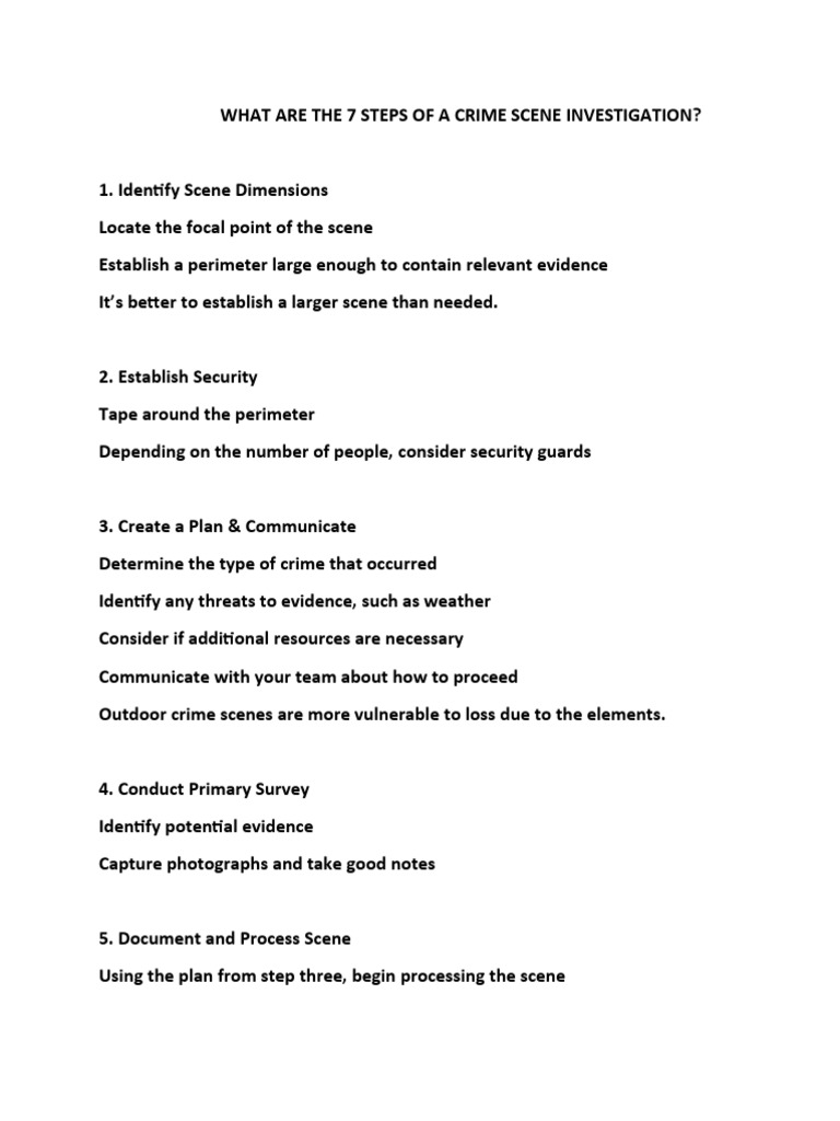 7 Steps of Crime Scene Investigation | PDF