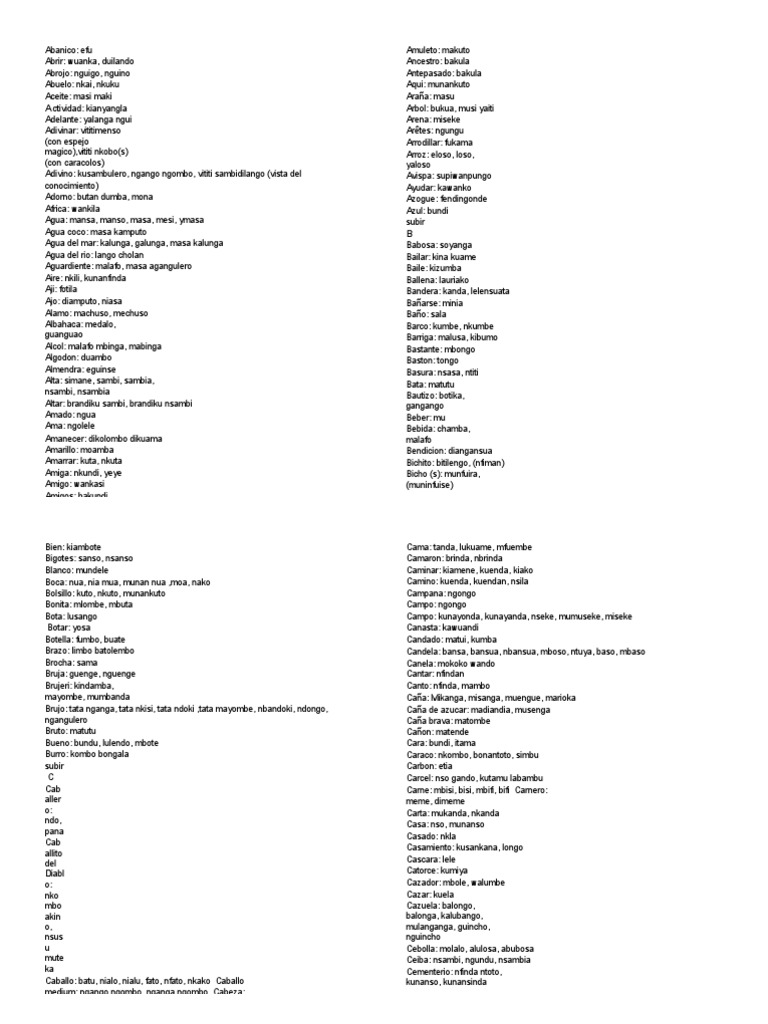 Diccionario Congo | PDF | Idiomas