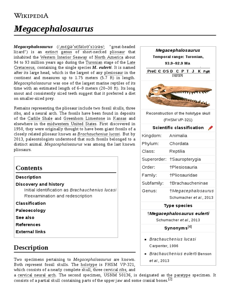 Megacephalosaurus Megacephalosaurus ( | PDF | Taxa | Science