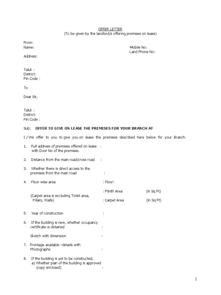 Land Offer Letter | PDF | Lease | Renting