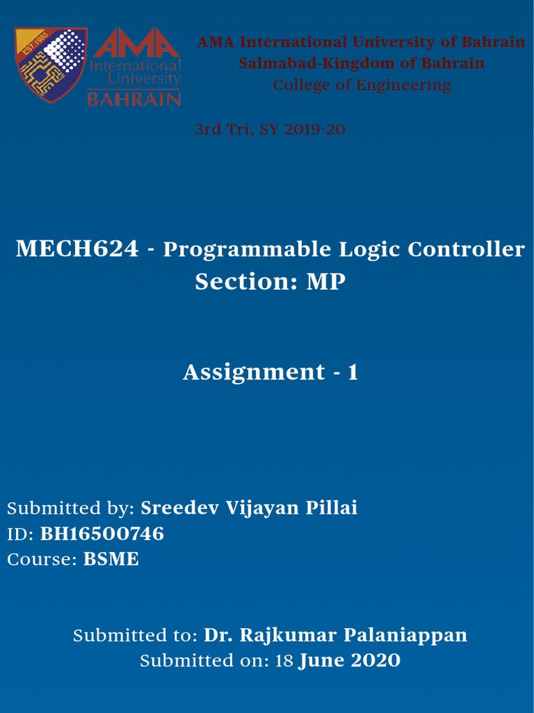 Assignment 1 For Programmable Logic Controllers Pdf Programmable Logic Controller