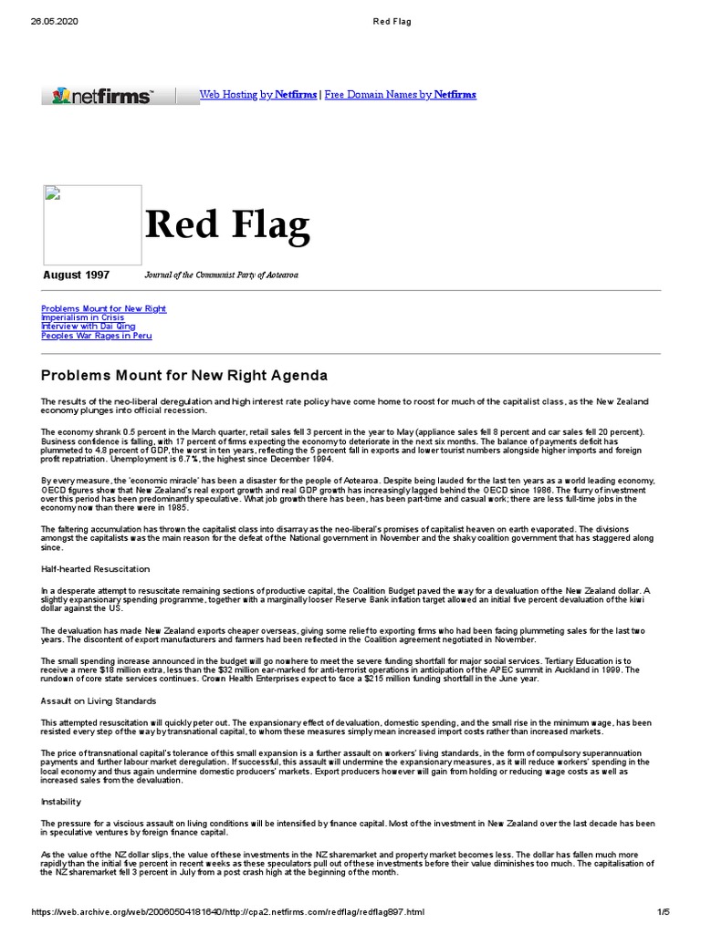 Red Flag: Problems Mount For New R GHT Agenda | PDF | Communist Party ...