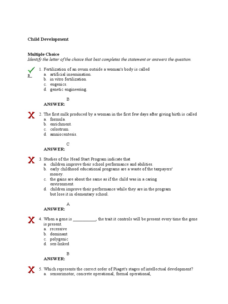 Child Development: Multiple Choice | PDF | Attachment Theory | Childhood