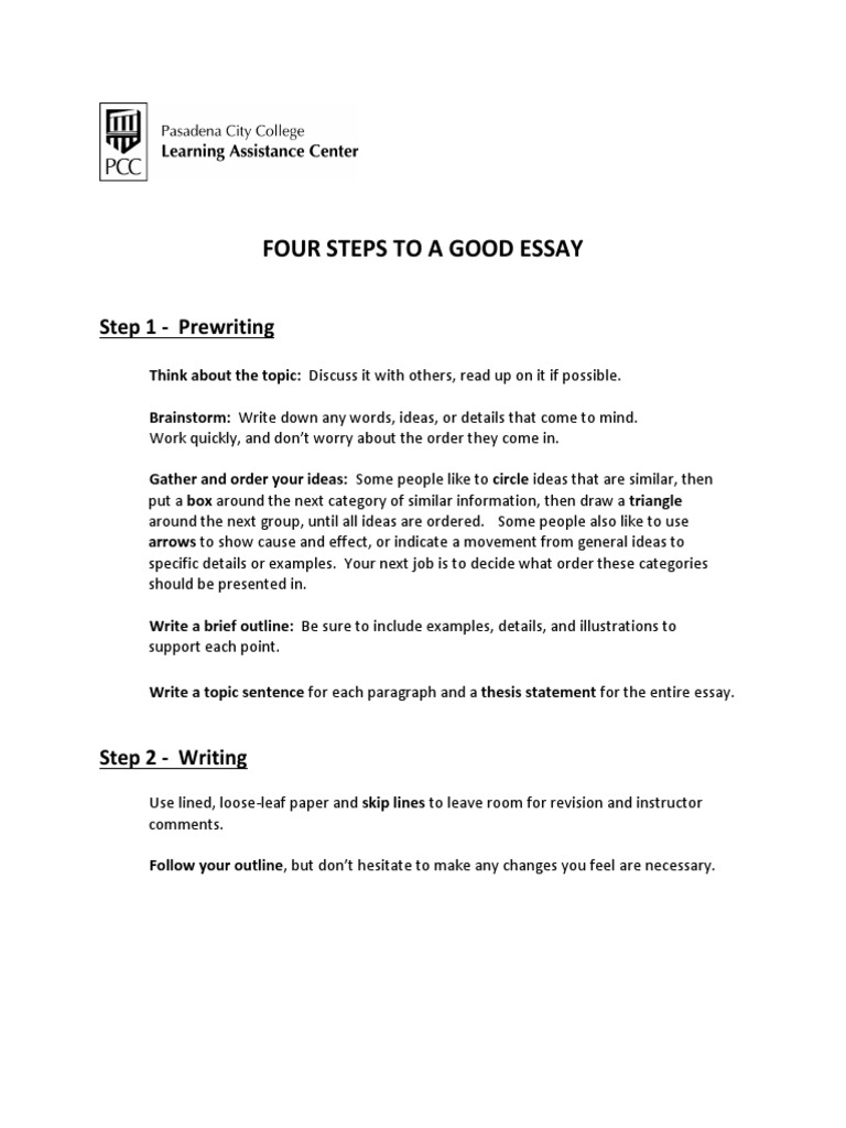 4 Steps To A Good Essay | PDF | Essays | Writing