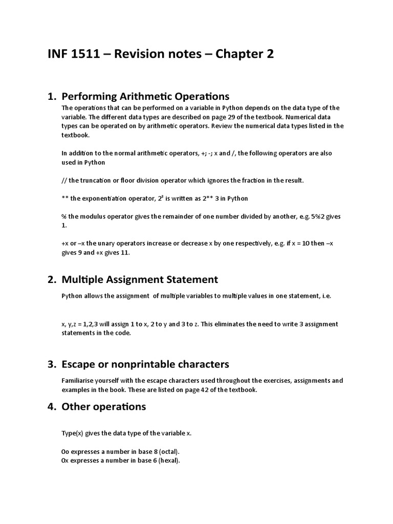 INF1511 - Chapter 2 - Getting Wet in Python | PDF | Control Flow | Python (Programming Language)