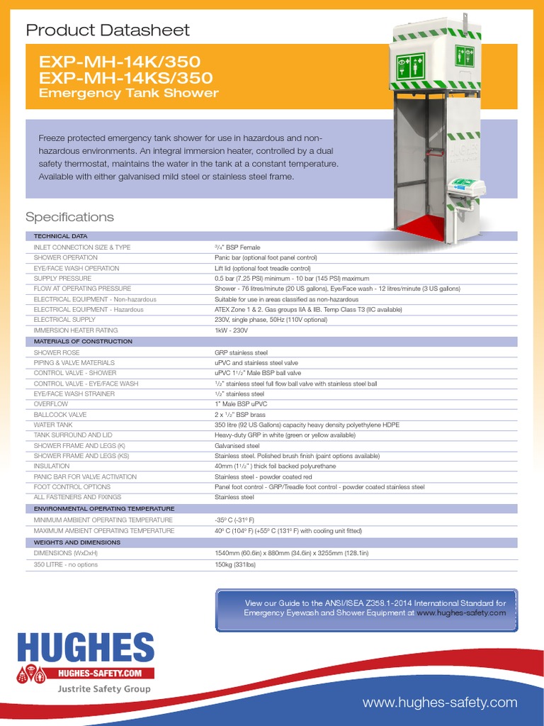 Eye Wash Data Sheet | PDF | Shower | Valve