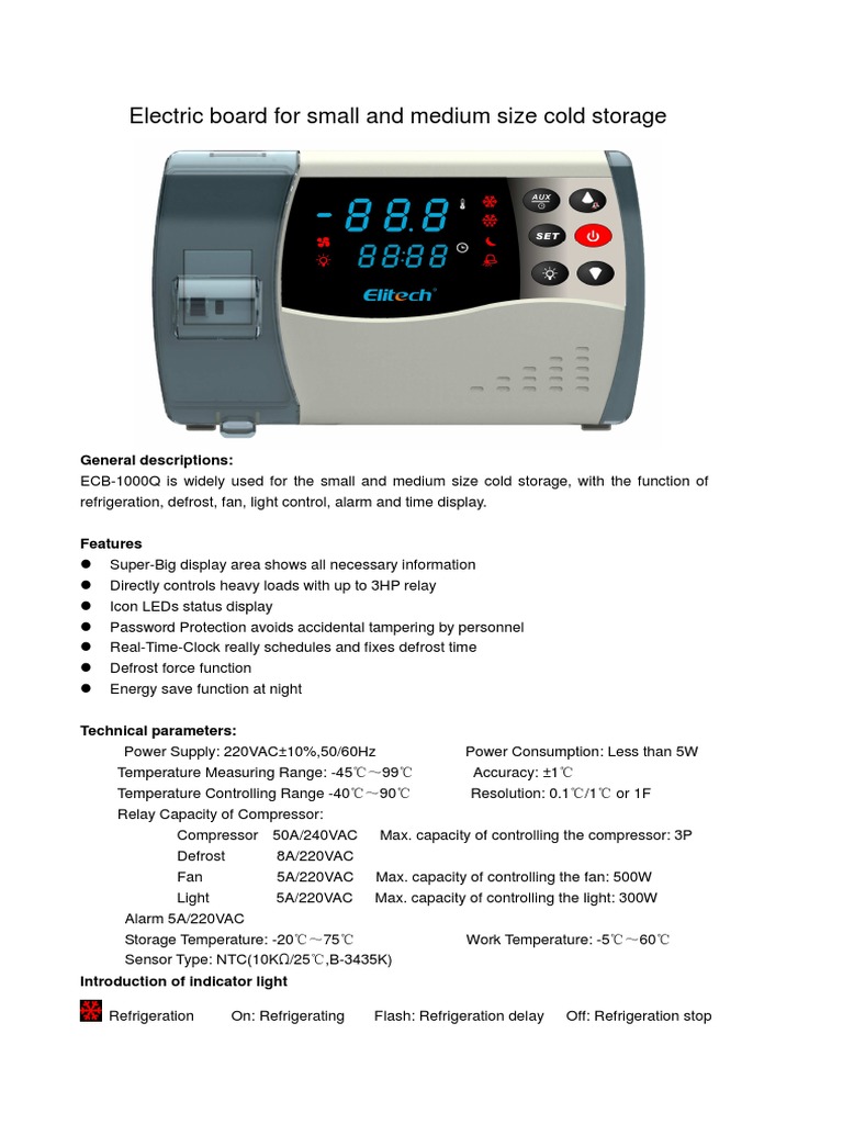Electric Board For Small and Medium Size Cold Storage: General ...
