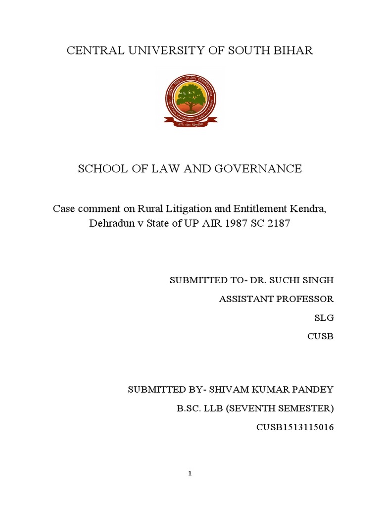 Comment On Rural Litigation and Entitlement Kendra | PDF ...