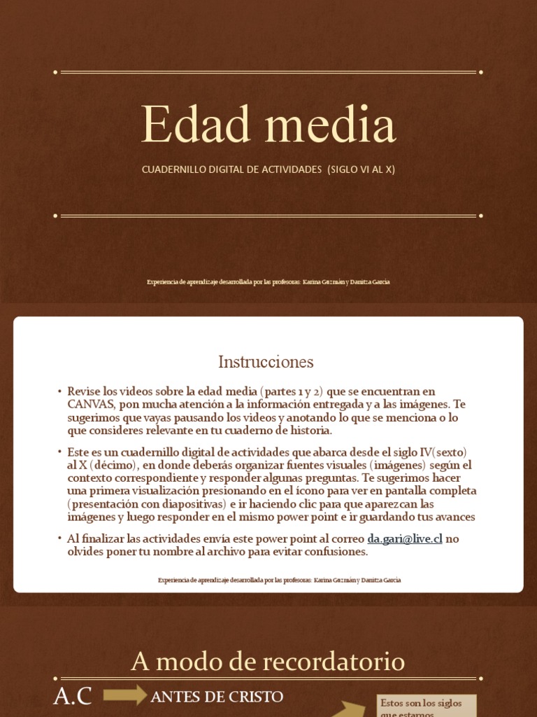 Cuadernillo Digital de Actividades Edad Media I - 8 Básico A - Danitza ...