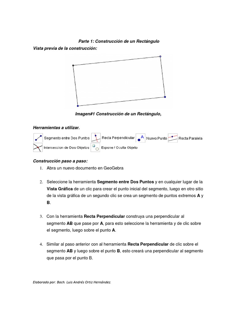 Construcción Del Rectángulo PDF | PDF | Perpendicular | Rectángulo