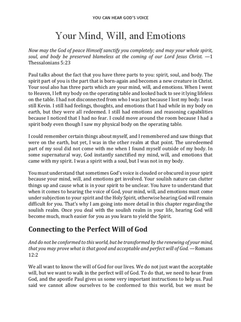 Your Mind, Will, and Emotions: Connecting To The Perfect Will of God ...