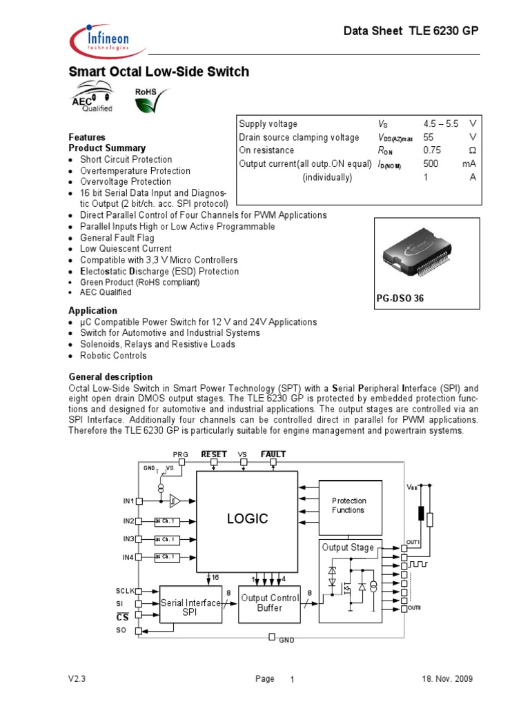 Smart Octal Low-Side Switch: Features Product Summary | PDF | Logic ...