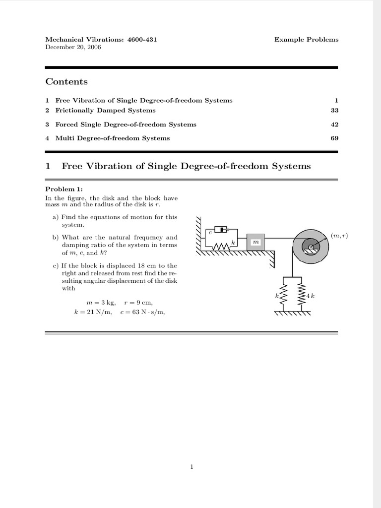 Mechanical Vibration Problems | PDF | Equations Of Motion | Angle