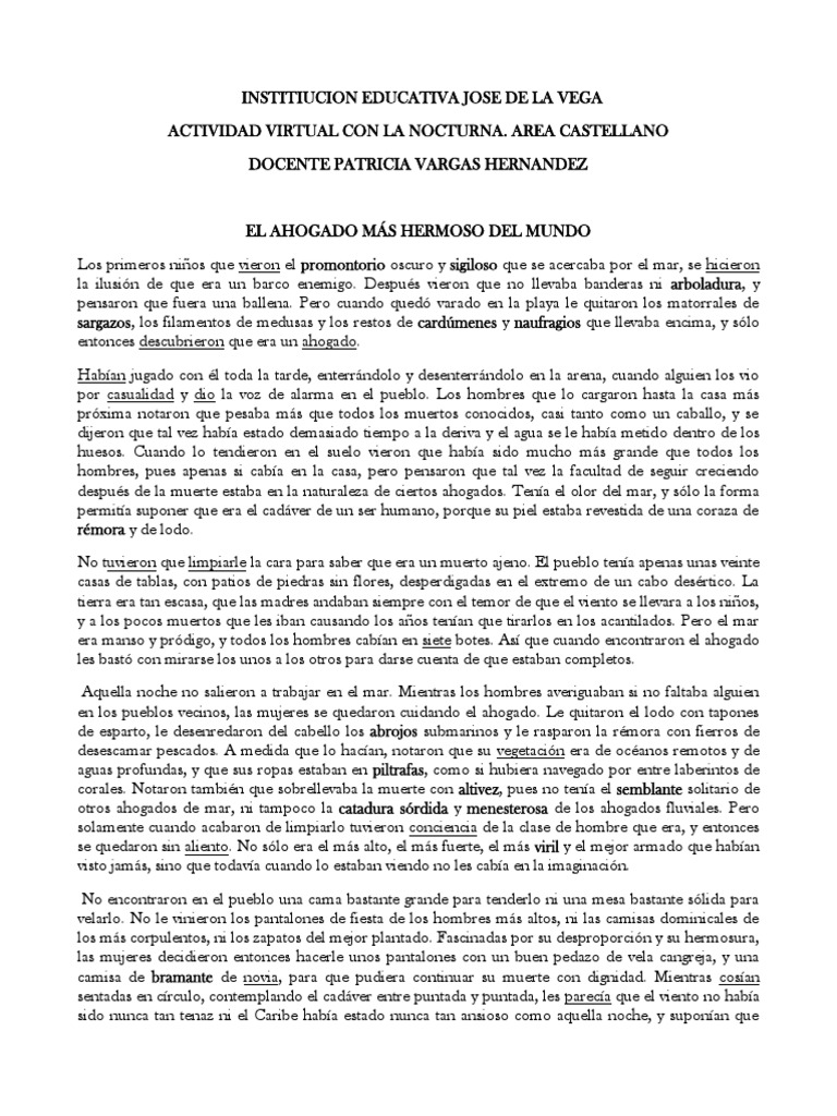 El Ahogado Más Hermoso Del Mundo Taller | PDF | Naturaleza