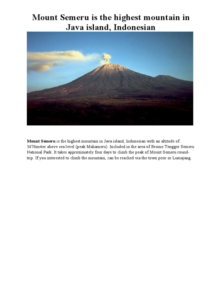 Mount Semeru Is The Highest Mountain in Java Island | PDF | Cartography ...