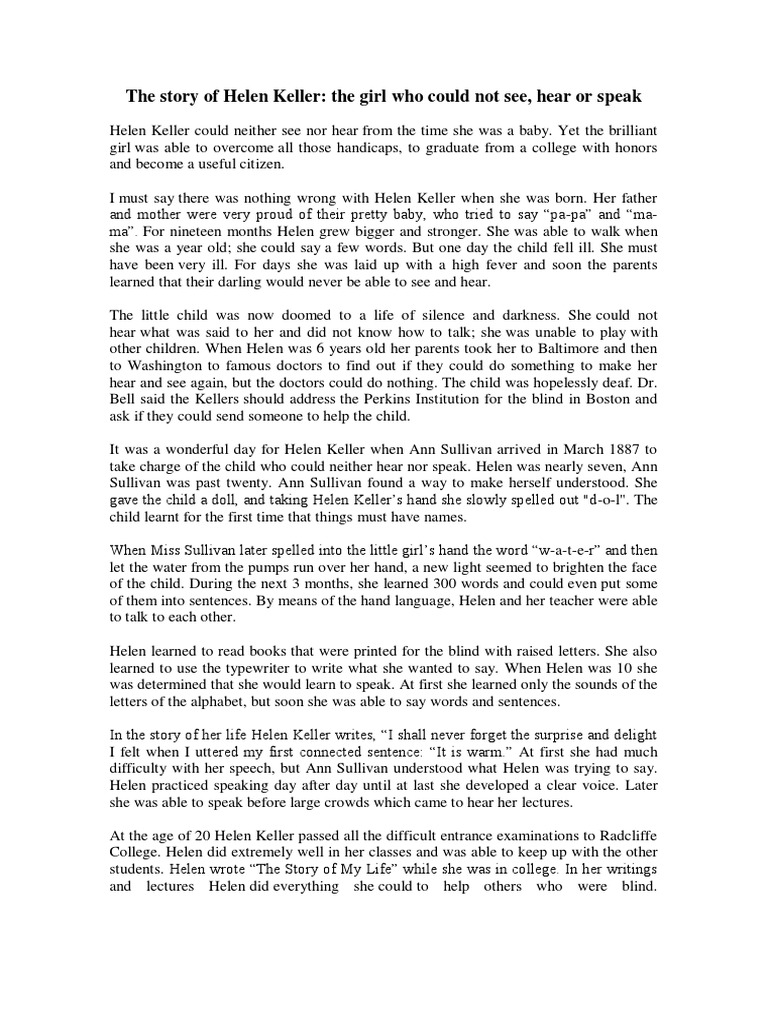The Story of Helen Keller: The Girl Who Could Not See, Hear or Speak ...