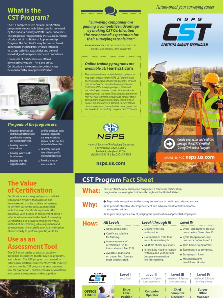 NSPS CST Brochure Sept26-1 | PDF | Certification | Test (Assessment)