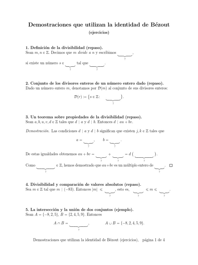 6 Proofs With Bezout Identity Exercises Es PDF | PDF | Álgebra | Números