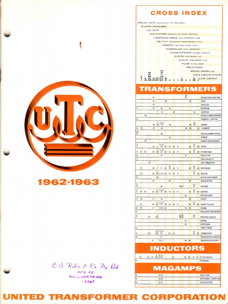 Utc Transformer Catalog 1963 PDF | PDF