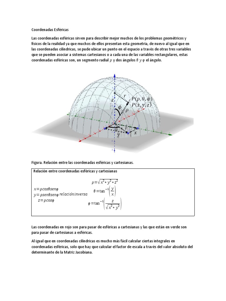 Transformación de Coordenadas Esféricas | PDF | Sistema coordinado | Esfera