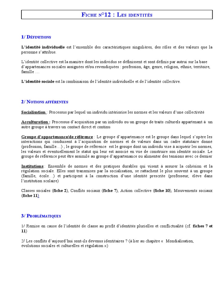 Comprendre les Identités Sociales et Collectives | PDF | Identité ...