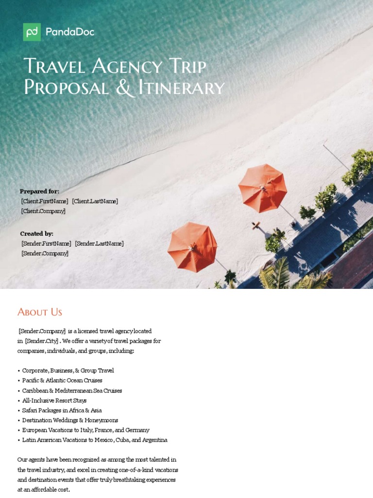 Travel Ag Ency Trip Proposal & Itinerary: Prepared For | Download Free ...
