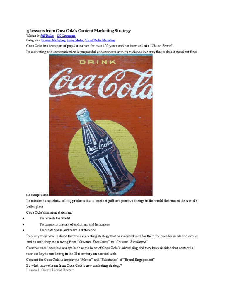 5 Lessons From Coca Cola's Content Marketing Strategy | PDF ...