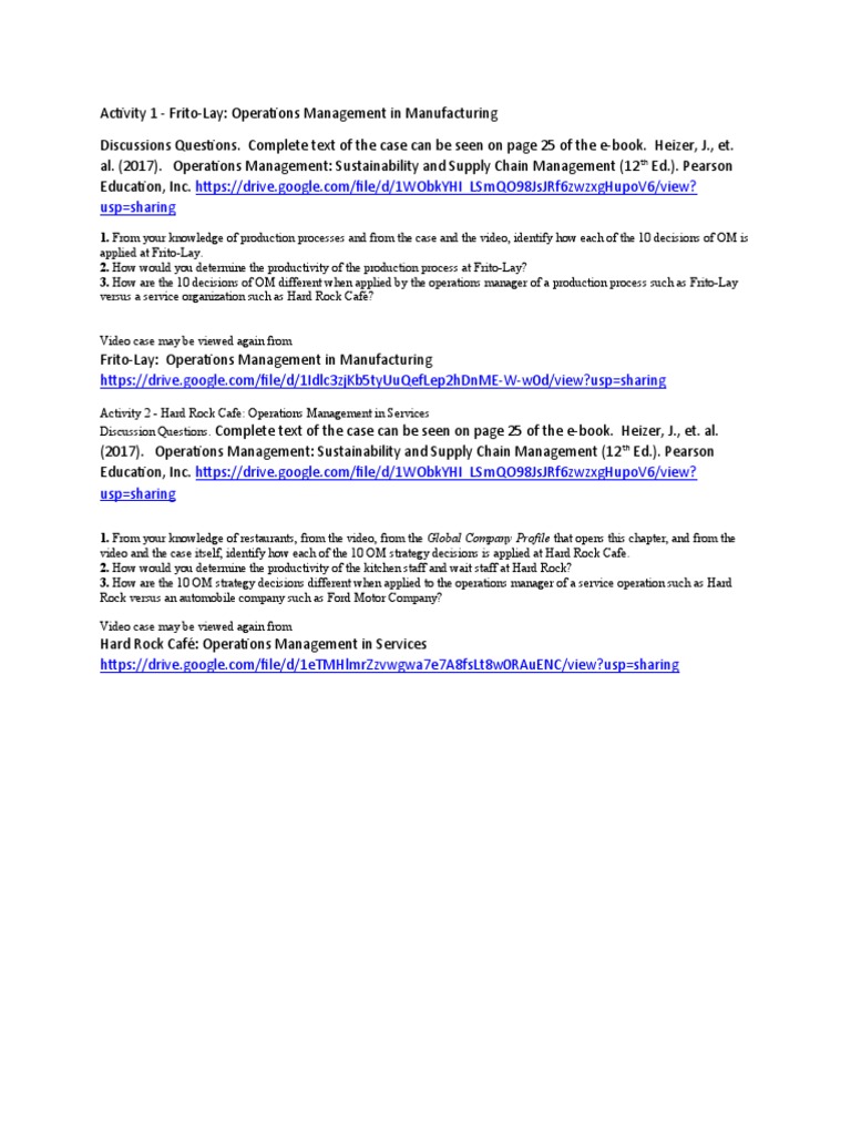 Operations Management Case Studies | PDF | Business | Technology & Engineering