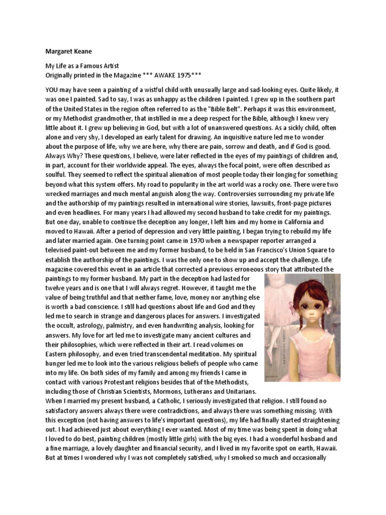 Margaret Keane: Art and Faith Journey | PDF | God The Father ...