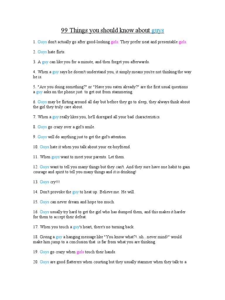 99 Insights About Guys' Behavior | PDF