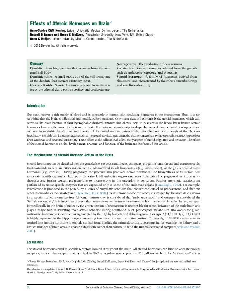 Impact of Steroid Hormones on Brain Function | PDF | Estrogen | Hippocampus