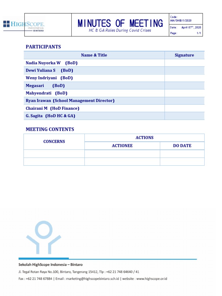 MOM Draft Format | PDF